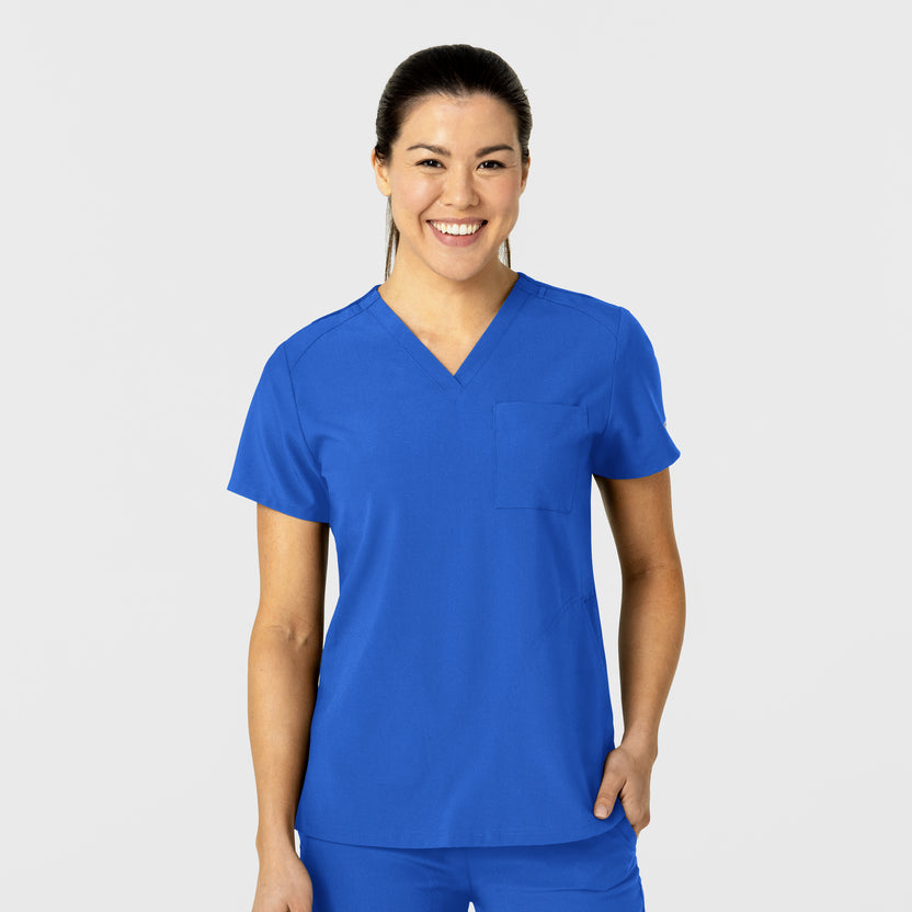 W123 Women's Crew Neck Warm Up Scrub Jacket - Ceil Blue – Wink Scrubs