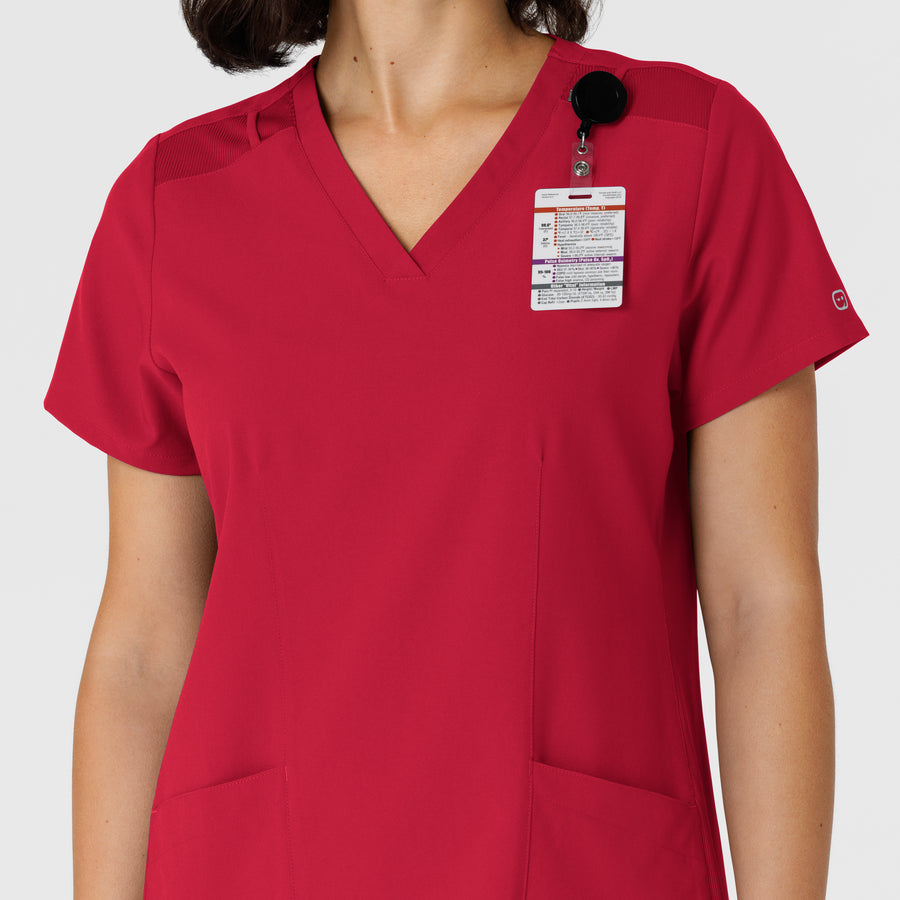 W123 Women's Flex-n-Reach Side Panel V-Neck Scrub Top - Red – Wink Scrubs