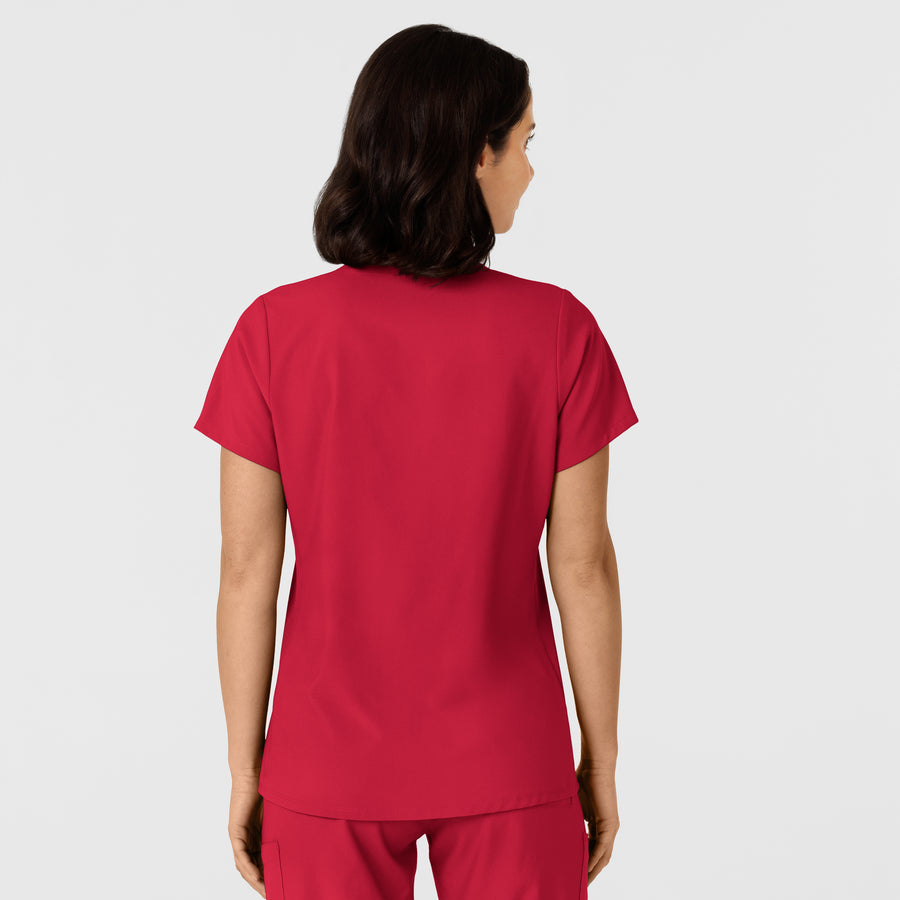 W123 Women's Flex-n-Reach Side Panel V-Neck Scrub Top - Red – Wink Scrubs